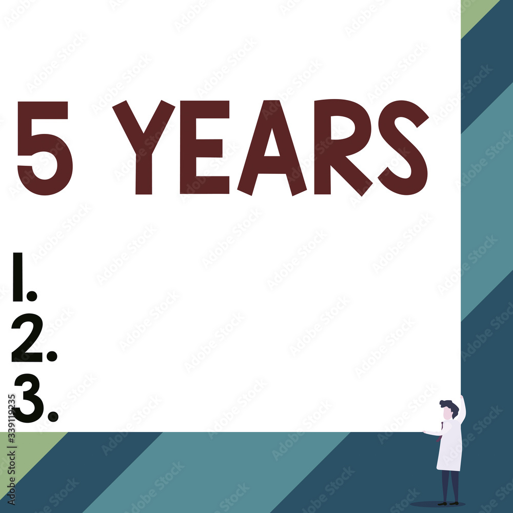 Handwriting text 5 Years. Conceptual photo Remembering or honoring ...