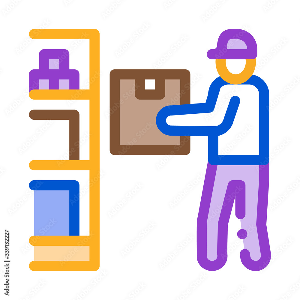 man restocking in cellar icon vector. man restocking in cellar sign ...