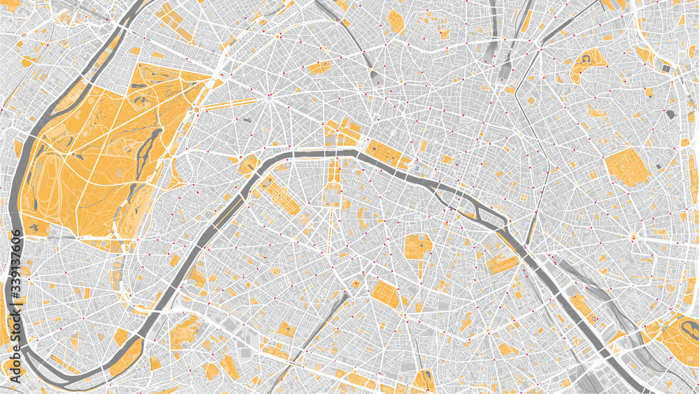 Detailed map of Paris, France Stock Vector | Adobe Stock