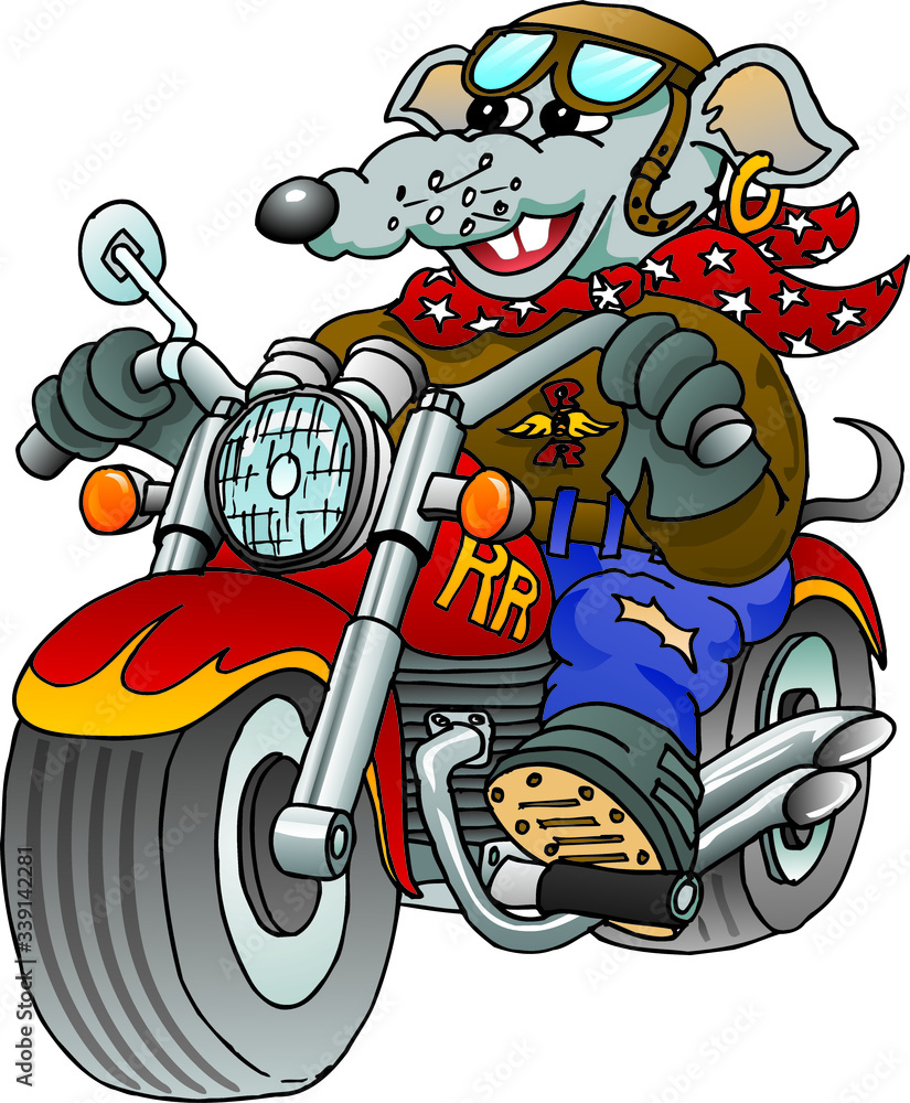 Rat riding a motorcycle Stock Vector | Adobe Stock