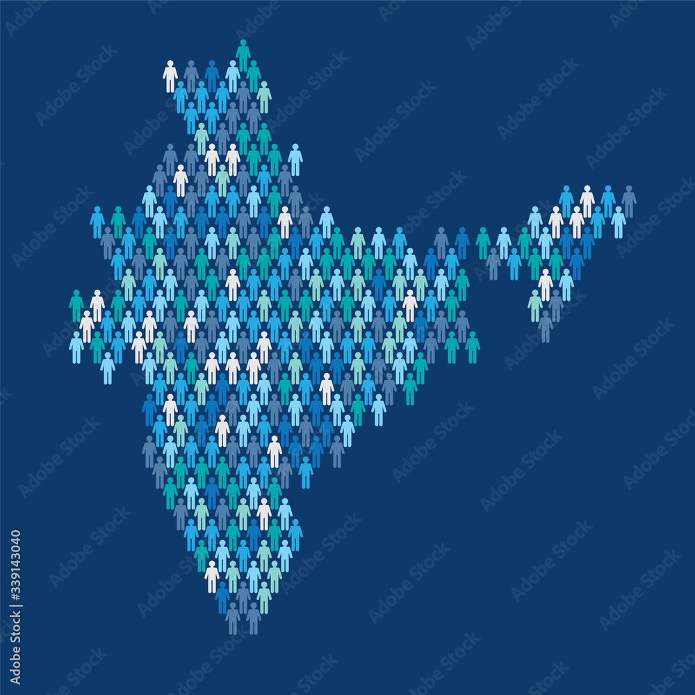 India population infographic. Map made from stick figure people Stock ...