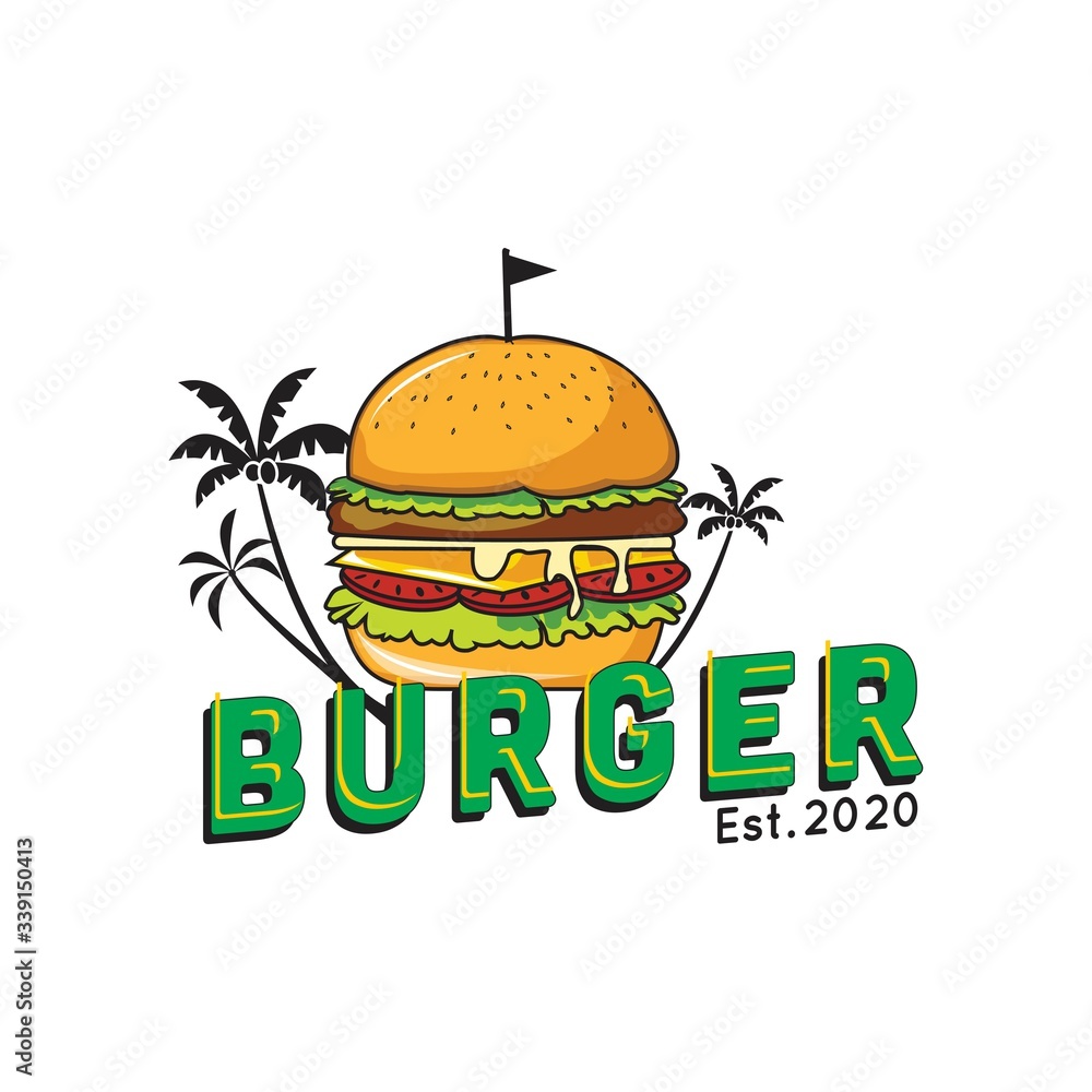Burger exclusive logo design inspiration Stock Vector | Adobe Stock