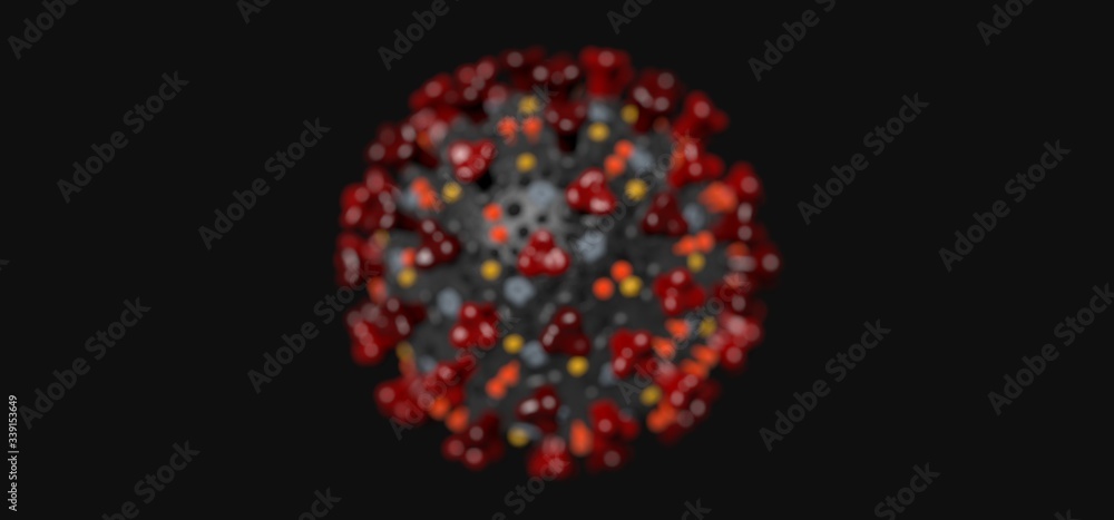 COVID-19 coronavirus 3d image. Abstract electron microscopic imge of ...
