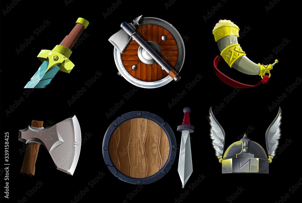 Set collection with realistic game icons Stock Vector | Adobe Stock