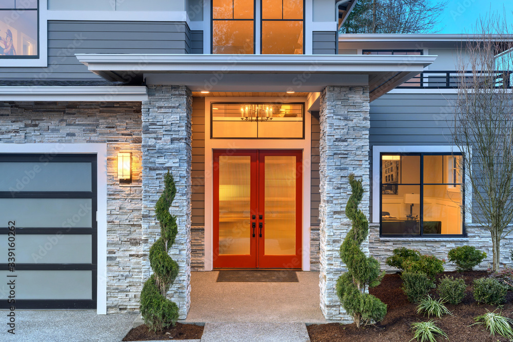 Modern contemporary house exterior with luxury details, landscaping ...