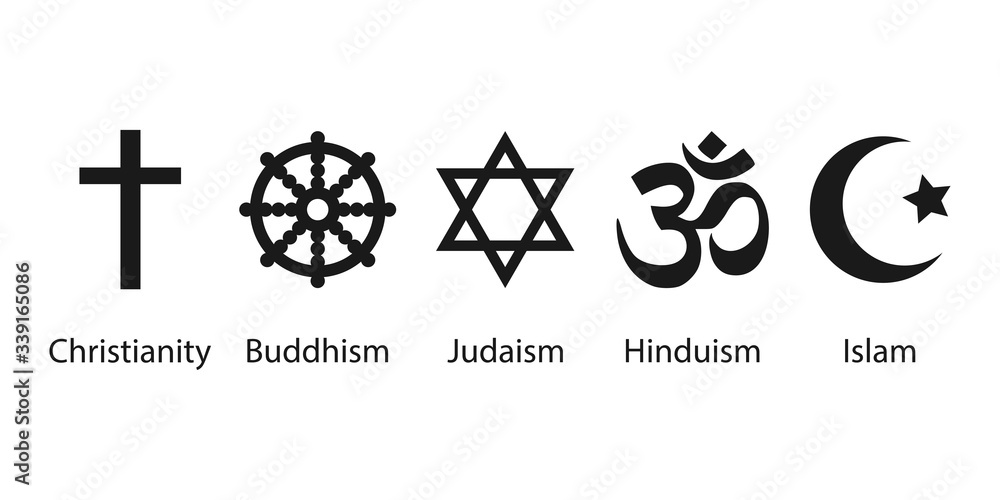 Religious symbols icon set. Vector illustration, flat design. Stock ...