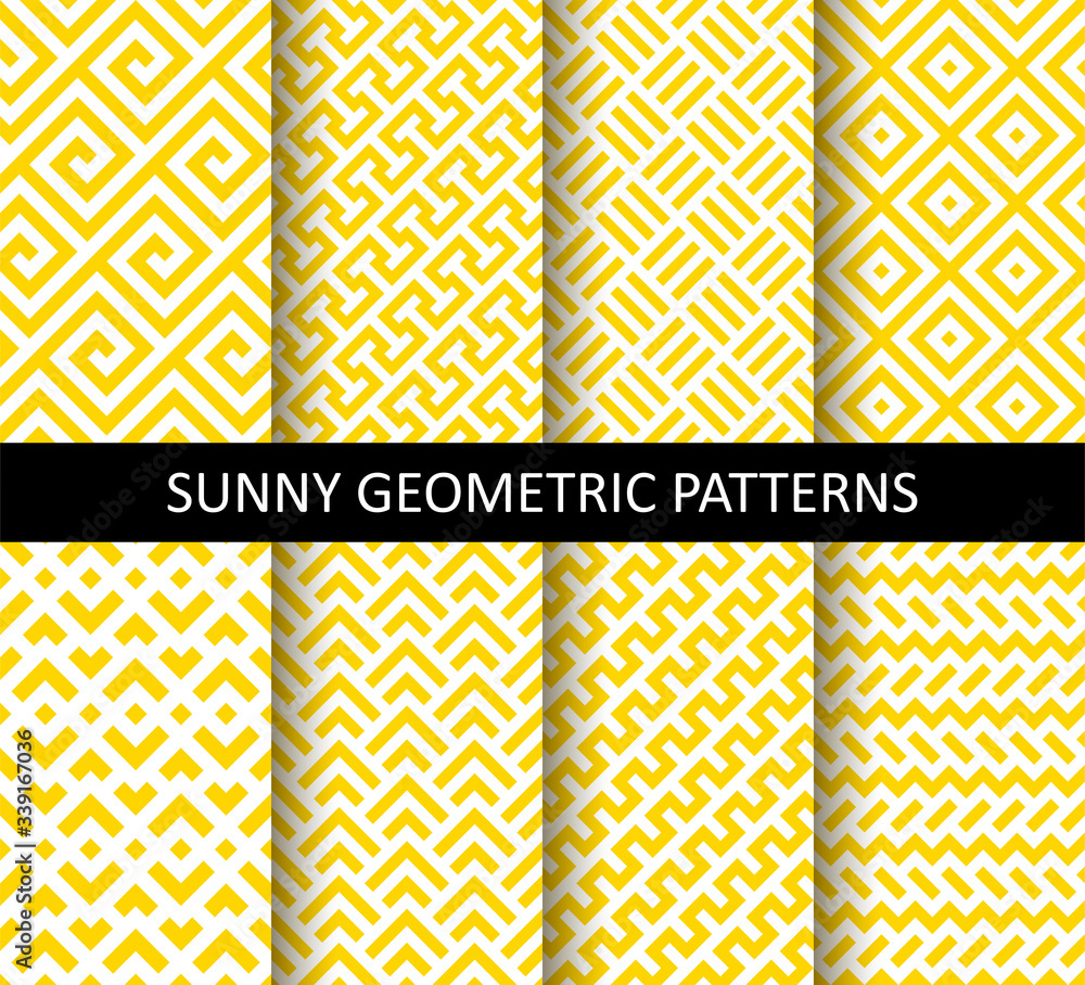 Vector set of yellow ornamental seamless patterns. Collection of ...