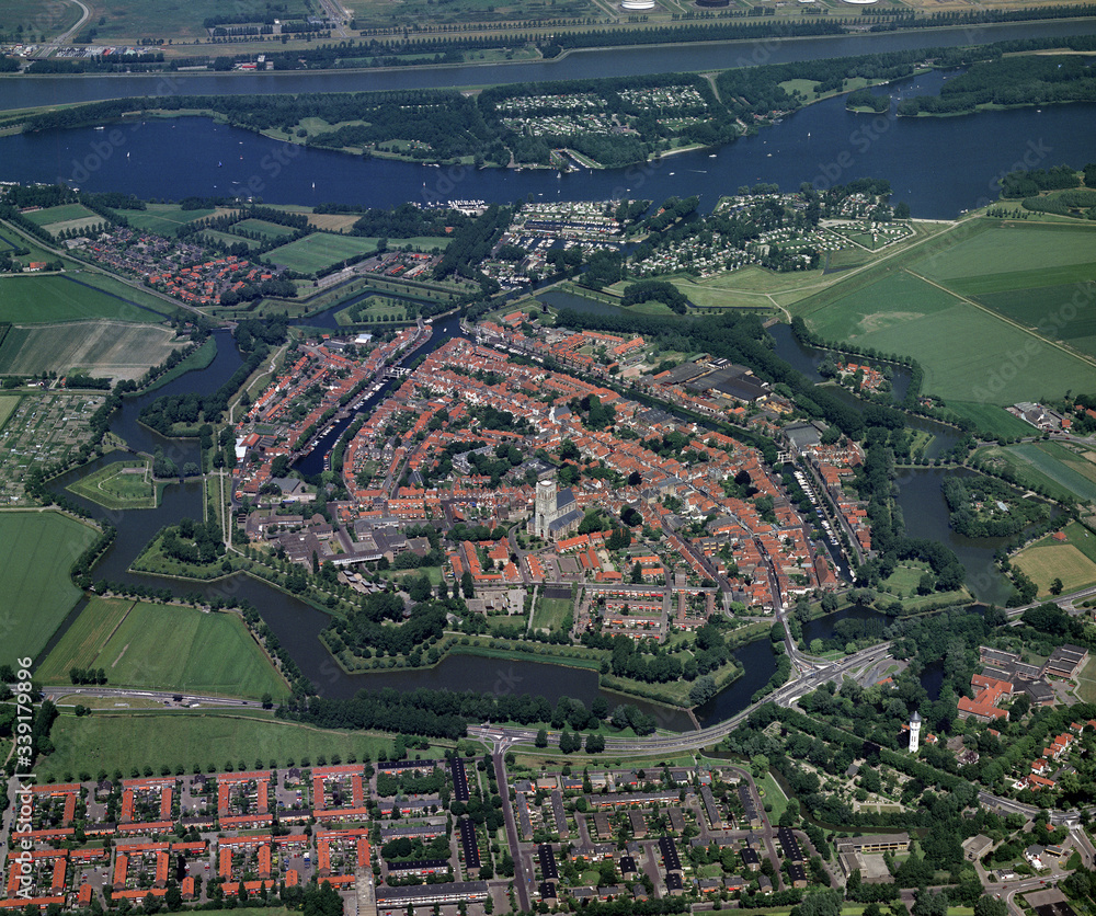Den Briel, Holland, June 20 - 1989: Historical aerial photo of the city ...