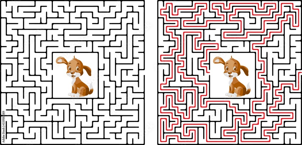 Cute Dog s Maze Game help dog find his buried bone Maze puzzle with ...