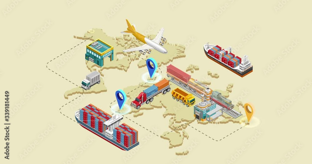 Video „Logistics concept. Graphic structure of global logistics and ...