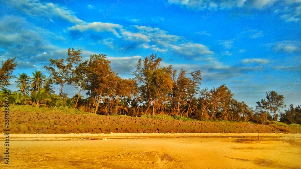 Water security wall with background sky and trees beautiful view on ...