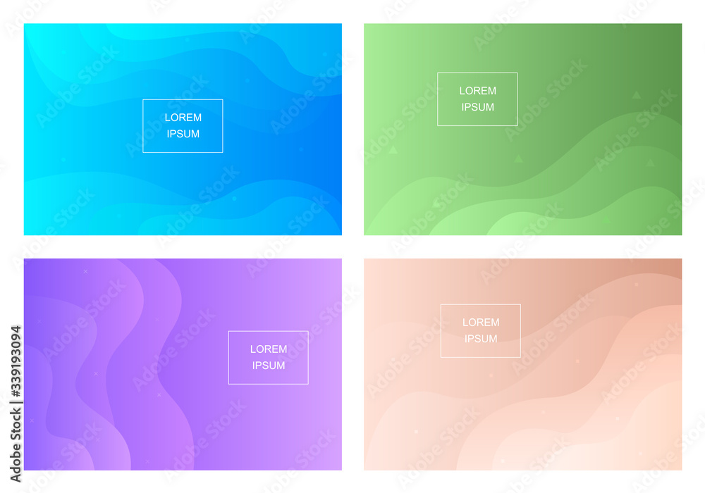 Abstract wavy dynamic backgrounds set.Fluid shapes. Vectors ...