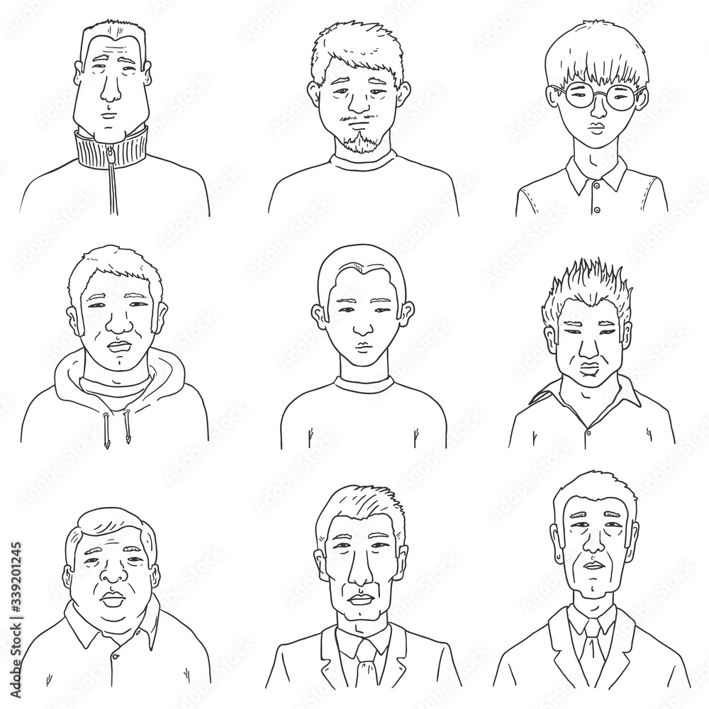 Vector Set of Outline People Characters Stock Vector | Adobe Stock