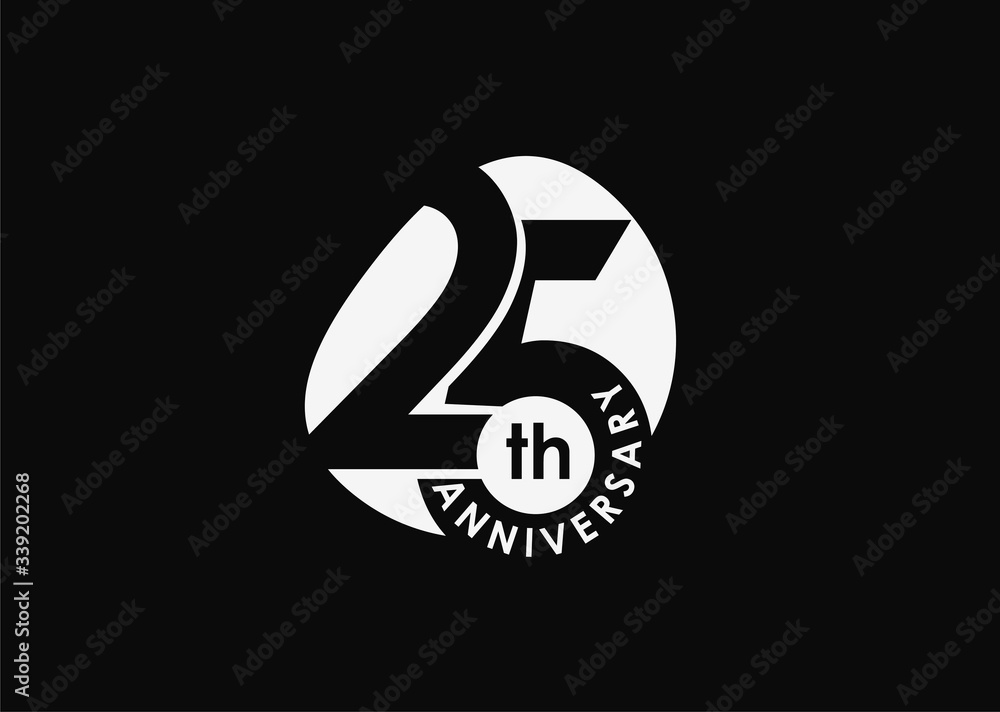 25th Years Anniversary Celebration Design. 3d Color line art ( RGB ...