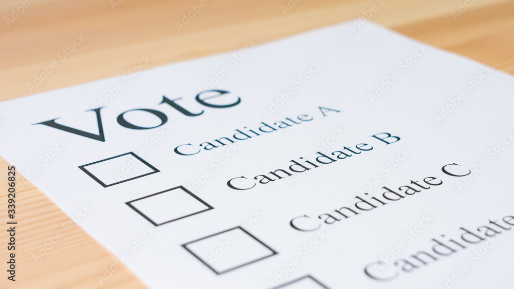 Voting ballot paper for elections. Democracy and decision concept Stock ...