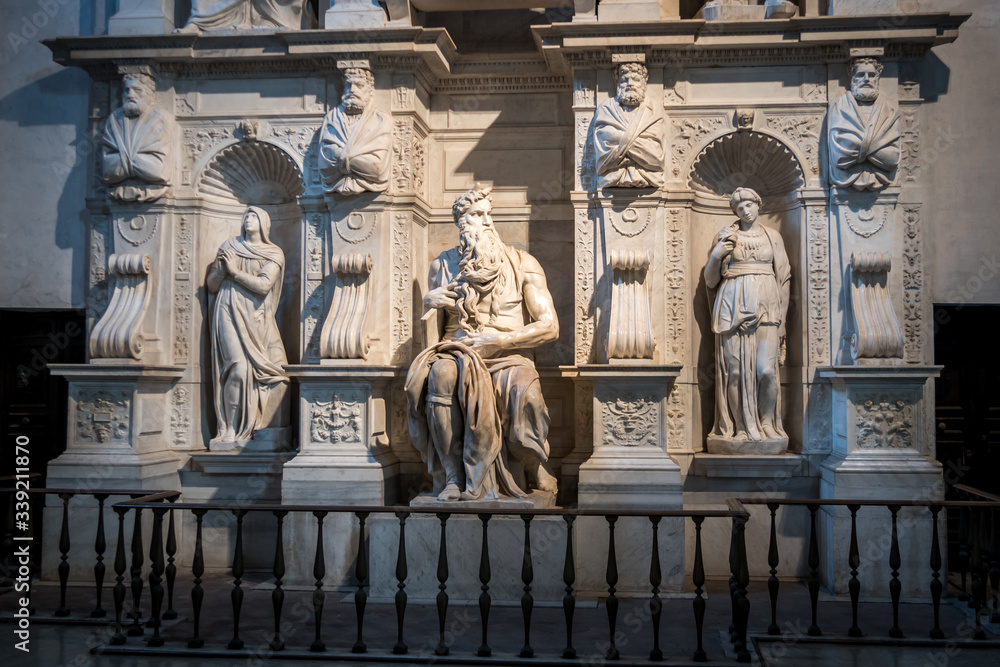 The Marble statue of Moses sculpted by Michelangelo located in San ...