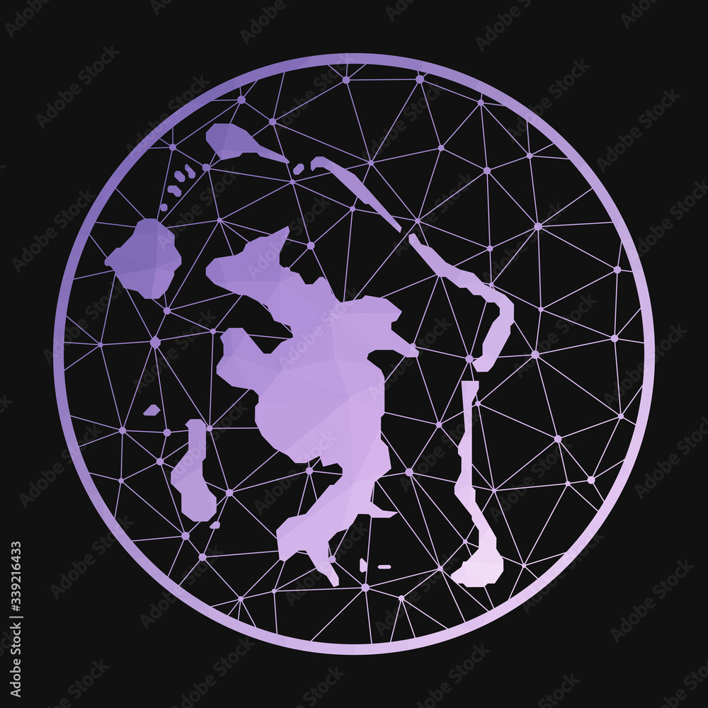 Bora Bora icon. Vector polygonal map of the island. Bora Bora icon in geometric style. The ...