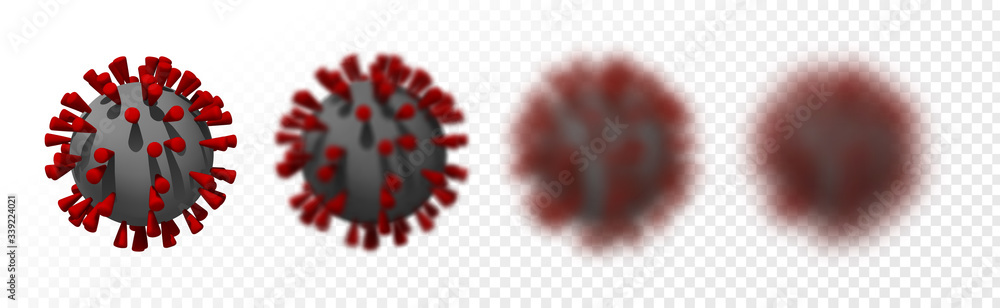 Set of realistic virus microbe symbols with varying degrees of blur ...