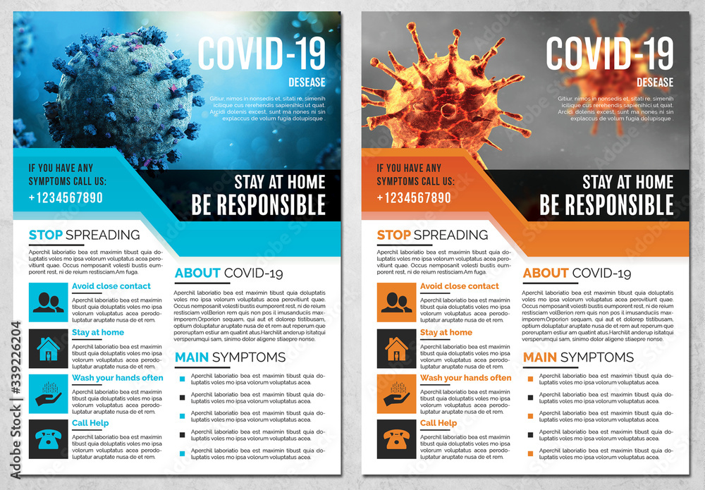 COVID-19 Flyer Layout Stock Template | Adobe Stock