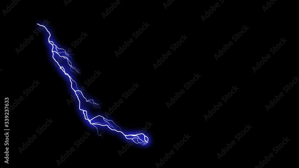 Realistic Lightning strike animation over a black colored background ...