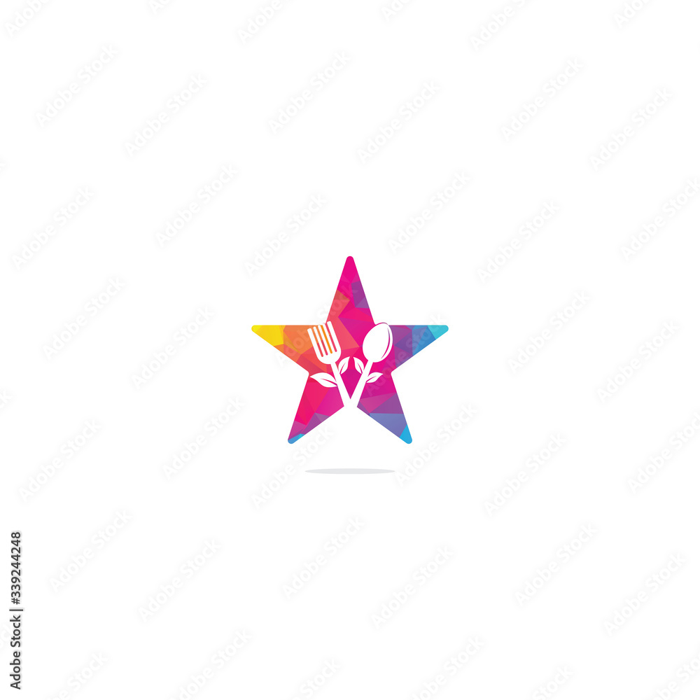 Healthy Food star shape concept Logo design. Organic Food Logo . Food ...