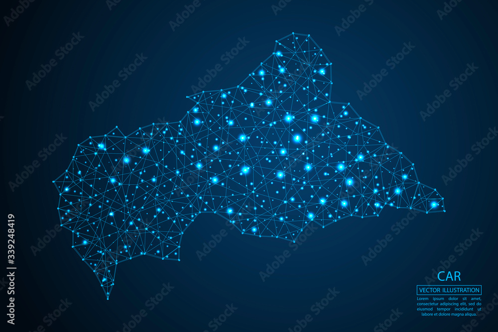 A map of CAR consisting of 3D triangles, lines, points, and connections ...