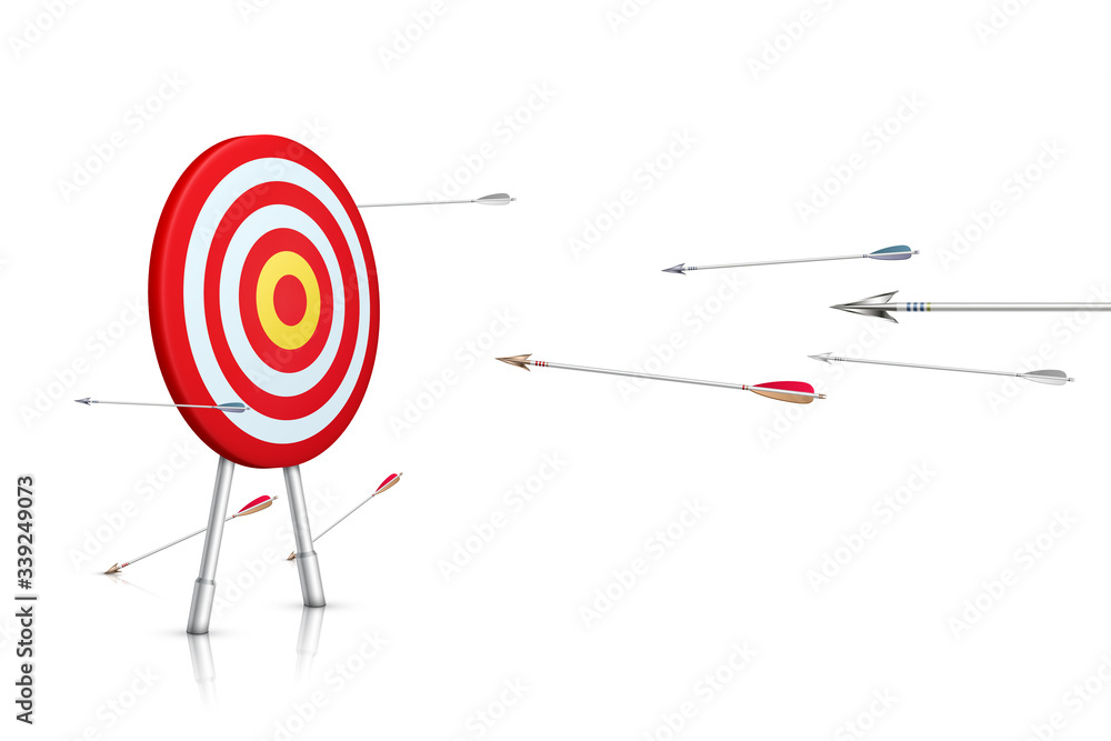 Path to success. Goal achievement concept. Realistic aim and arrows ...
