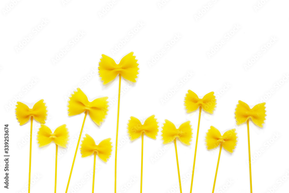 Flowers from different shapes of pasta for design Stock Photo | Adobe Stock
