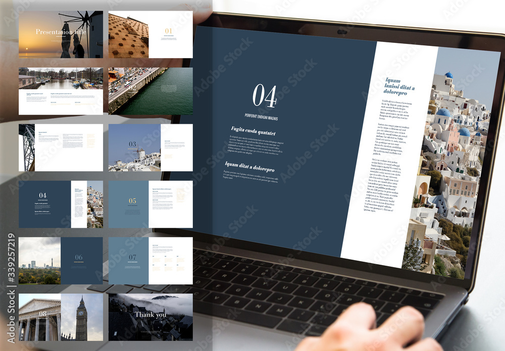 Blue and White Digital Presentation Layout Stock Template | Adobe Stock