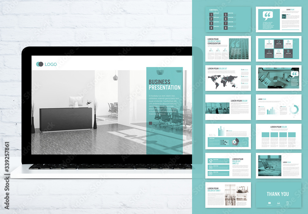 Multipurpose Blue and Grey Presentation Layout Stock Template | Adobe Stock