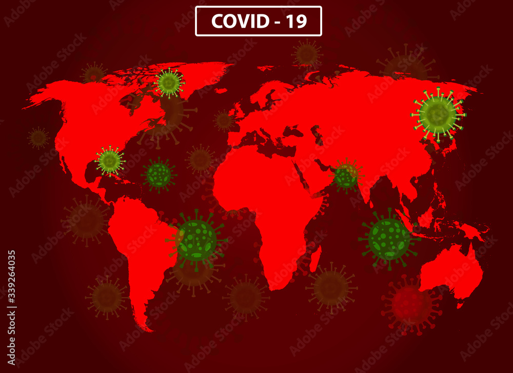 World map with covid-19 virus concept. Coronavirus is spread to all ...