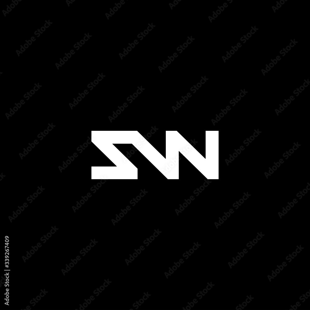 SW letter logo, S W letter icon design. SW white letter on black ...