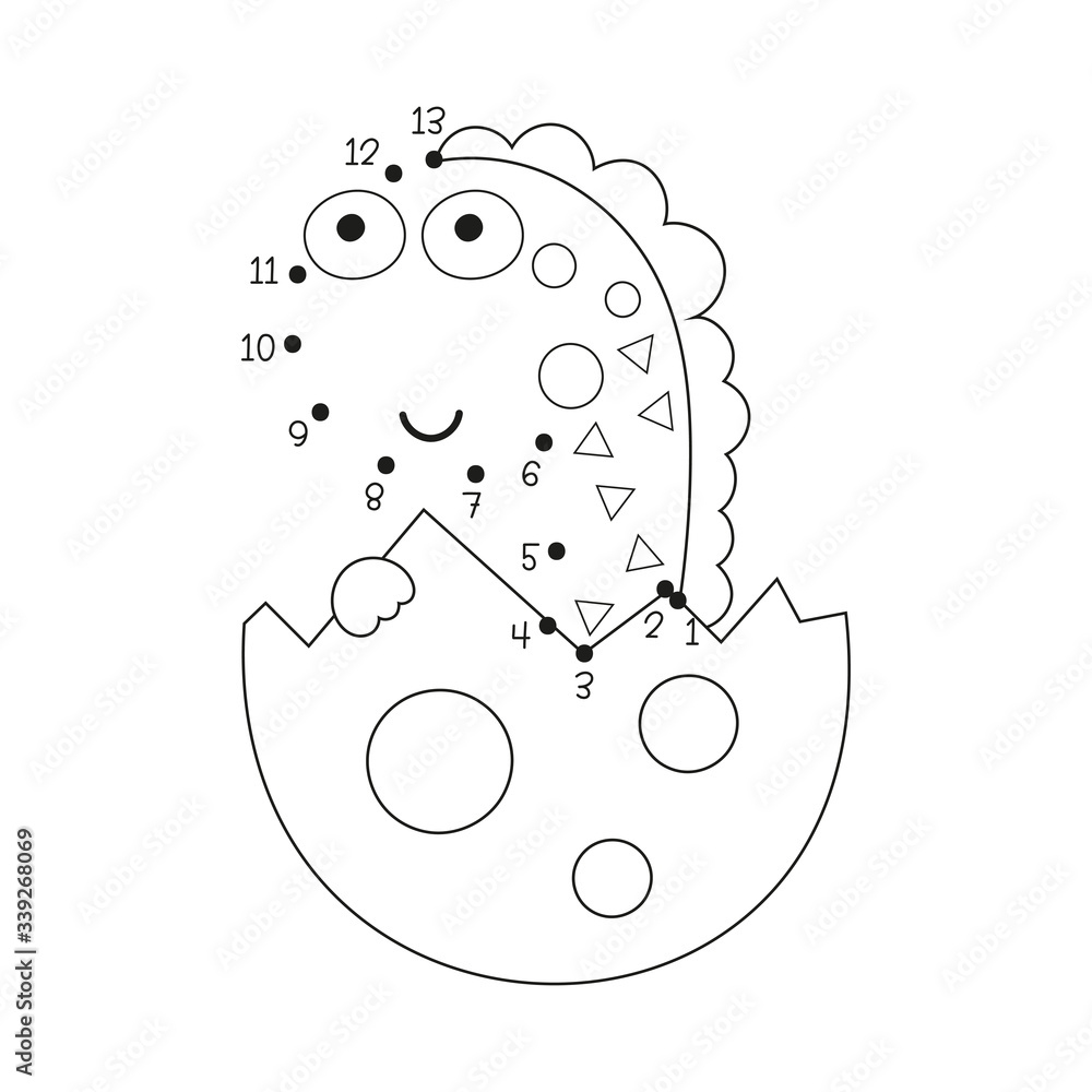 Dot to dot game - dino baby. Numbers games for kids. Coloring page ...