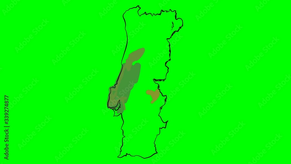 Vidéo Stock Portugal drawing colored map on green screen isolated ...