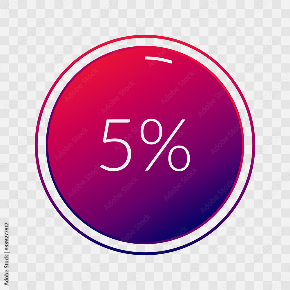 Vecteur Stock 5 percent circle chart, isolated symbol on transparent ...