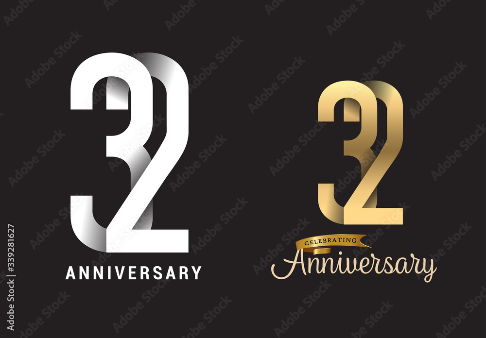32 years anniversary celebration logo design. Anniversary logo Paper ...