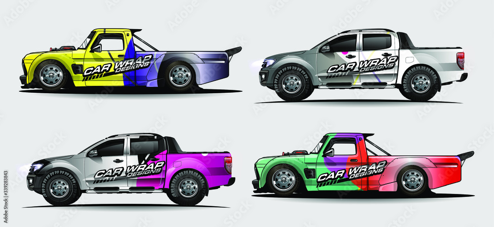 set of vehicle graphic kit vector. Modern abstract background for car ...