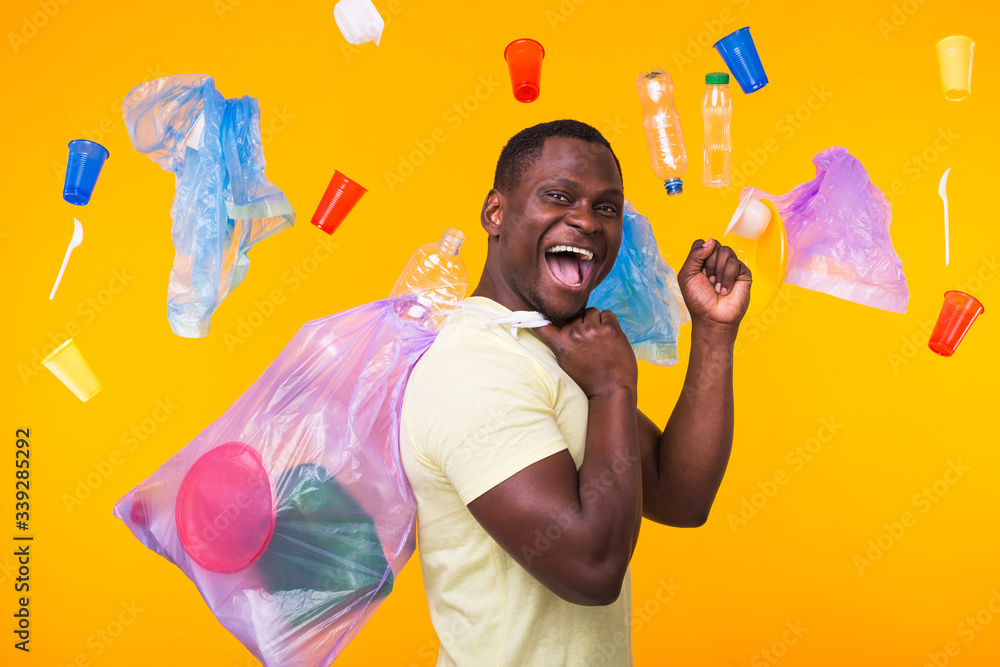 Problem of trash, plastic recycling, pollution and environmental ...