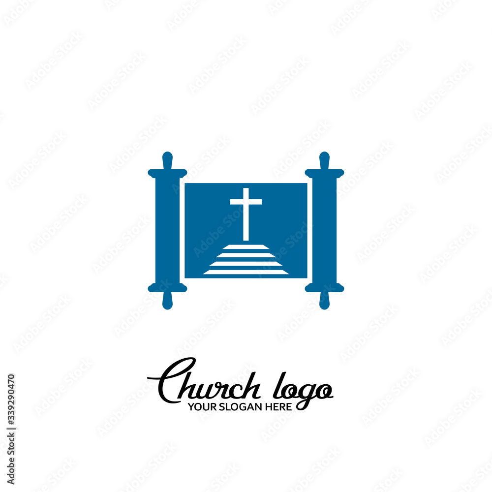 Church logo. Christian symbols. A staircase leading to the cross of ...