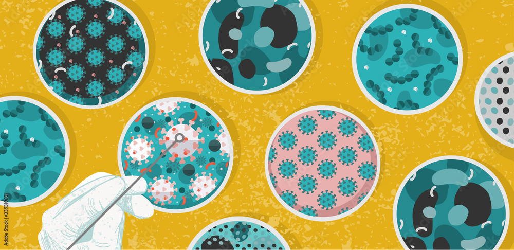 Covid-19, coronavirus. Vector illustration of a virus and bacteria ...