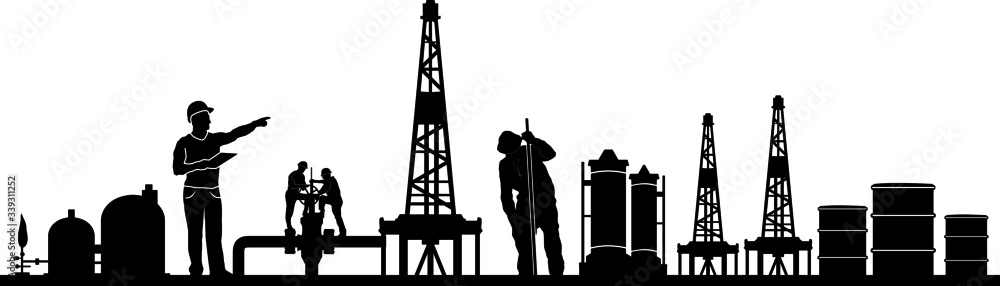 Oil Fracking Tower Silhouette Vector Stock Vector | Adobe Stock
