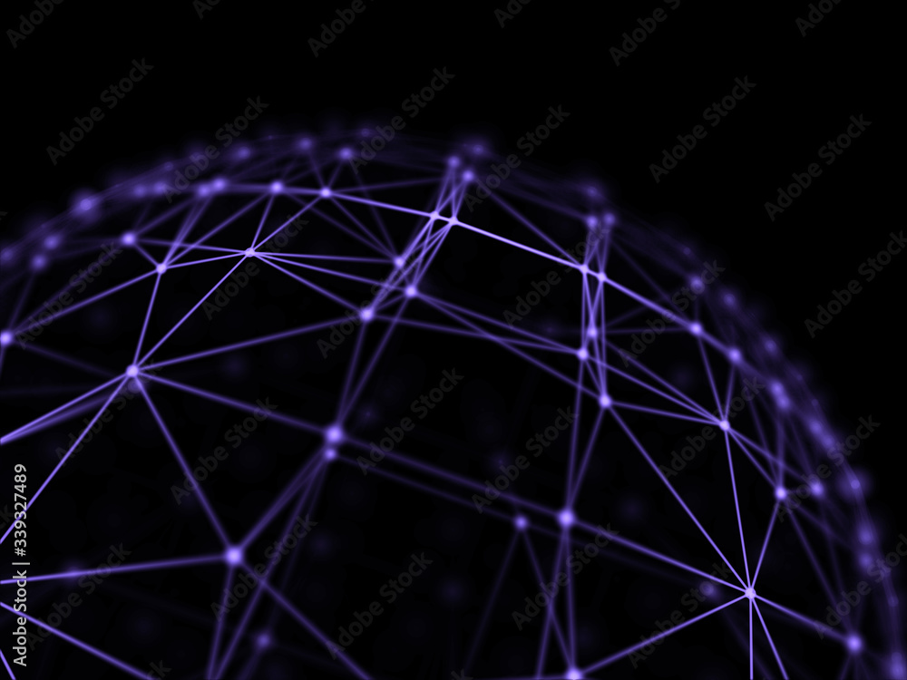 Abstract technology neural network and sphere geometry orb and ...