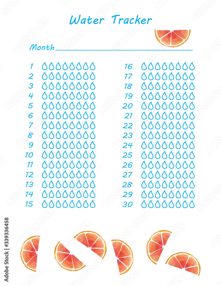 Empty Water tracker. Hydration Tracker Bullet Journal Printable ...
