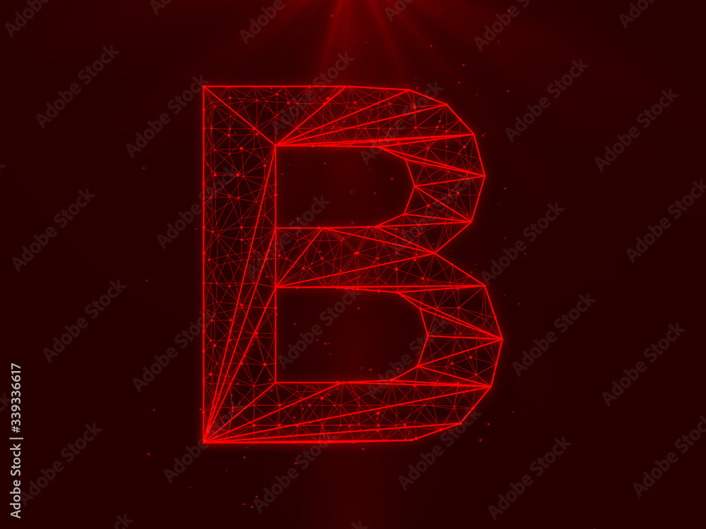 Letter B - futuristic letter symbol polygonal wireframe connections ...