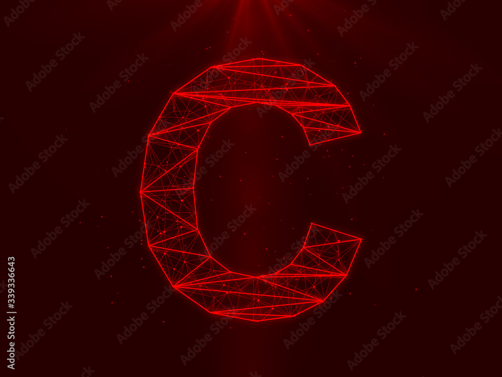 Letter C - futuristic letter symbol polygonal wireframe connections ...