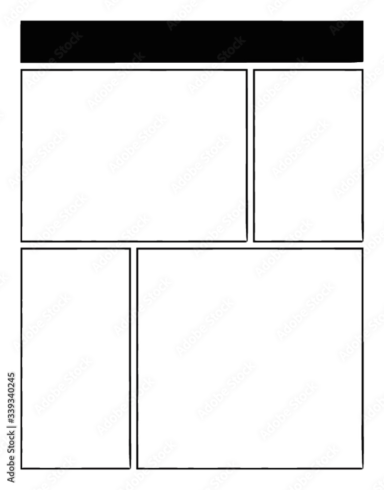 vector illustration of a set of blank and white comic panel graphic art ...