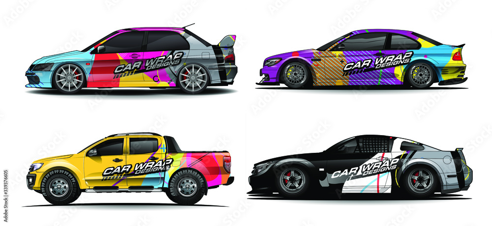 set of vehicle graphic kit vector. Modern abstract background for car ...