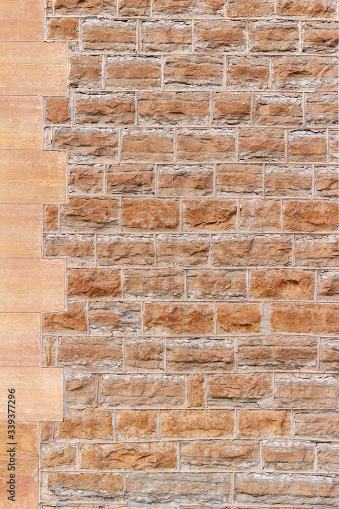 Old 19th century tan color limestone wall texture with rough natural ...