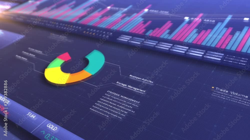 Business stock market, trading, info graphic with animated graphs ...