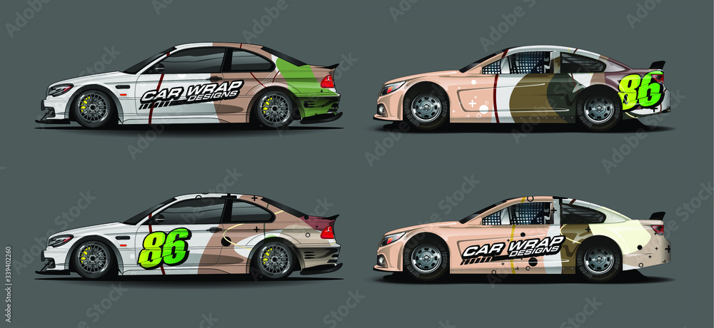 set of vehicle graphic kit vector. Modern abstract background for car ...
